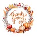 Autumnal Circle Frame PNG, Fall Wreath Digital File, Thanksgiving ...