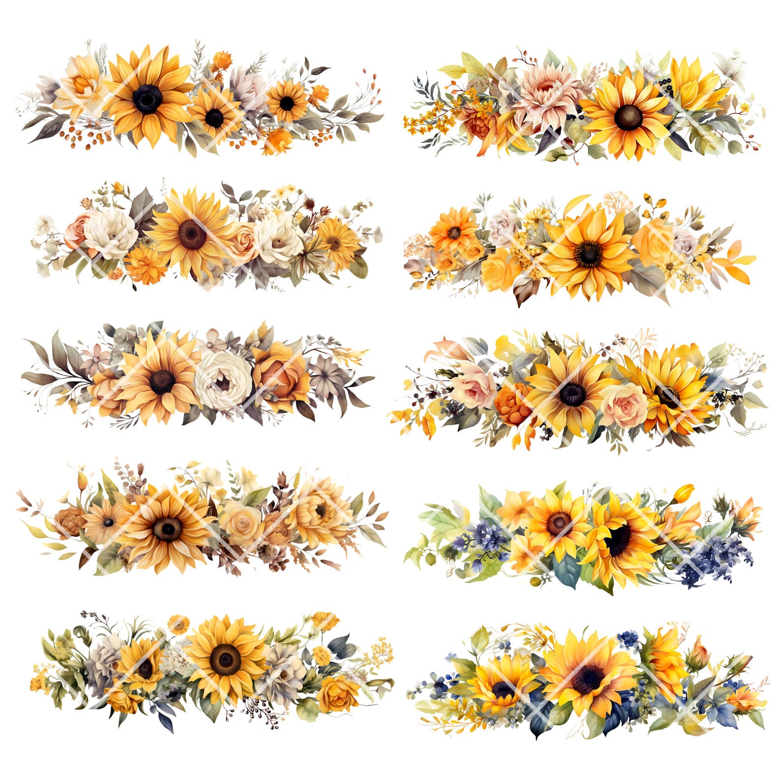Sunflower Border Clipart, Floral Arrangements, Thanksgiving Flowers ...
