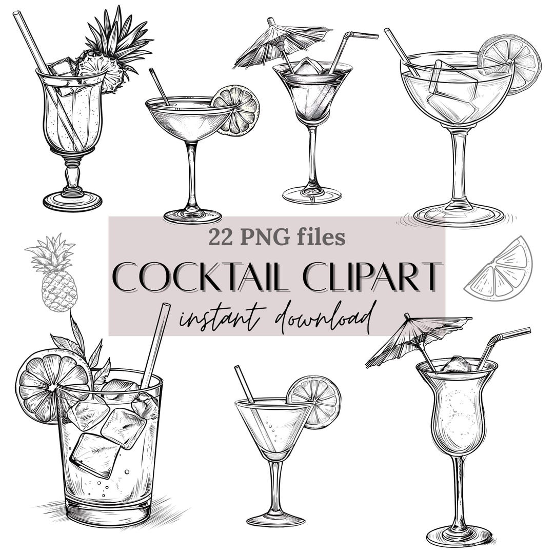 Cocktail Clipart, Cocktails PNG, Signature Drink Sign, Wedding Drink ...