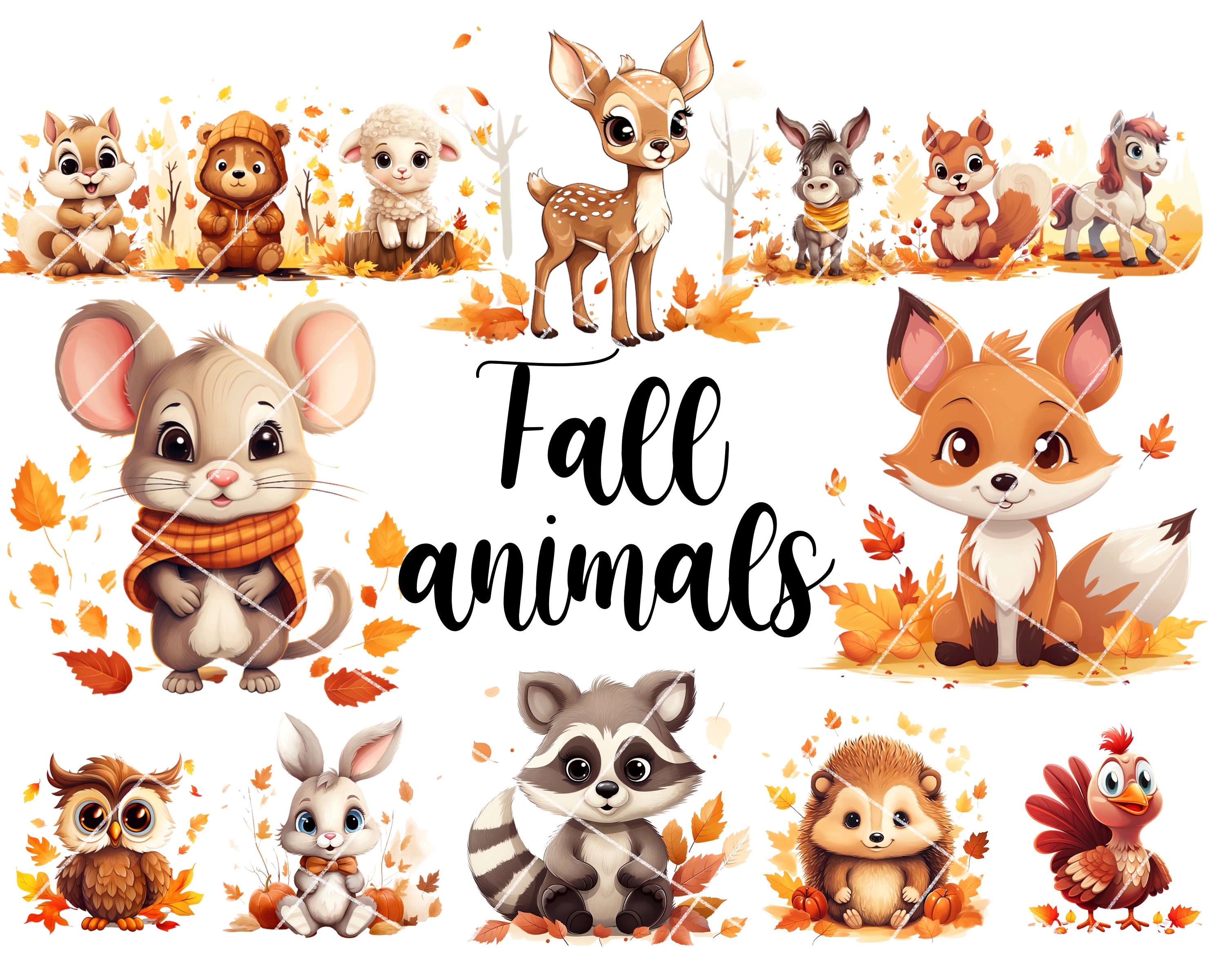 Fall Animals Clipart, Cute Animals Images, Cute Cartoon Farm Animals ...