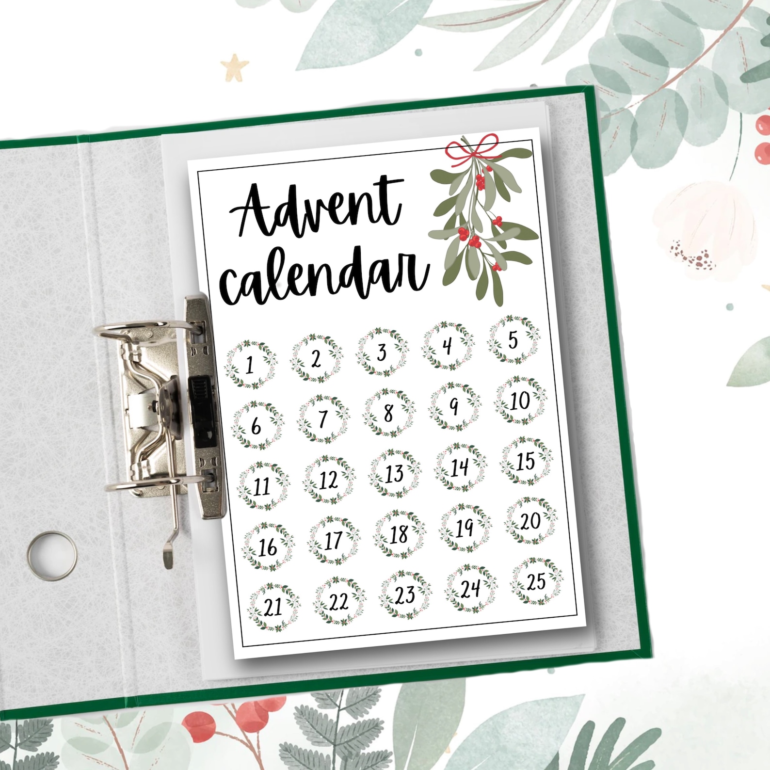 Printable Advent Calendar in PDF Format Printable Countdown - Etsy