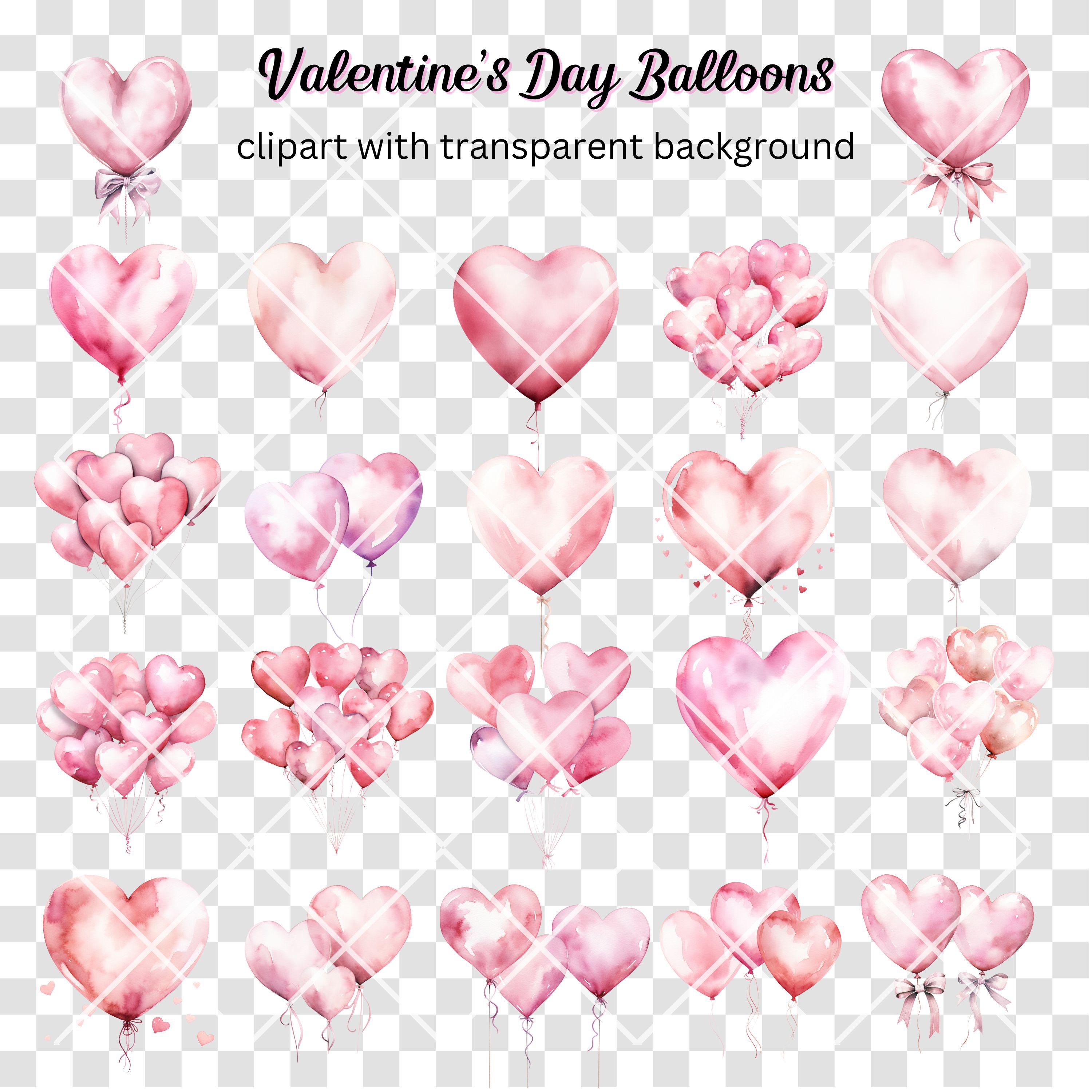 Heart Balloons Clipart, Valentine’s Day Clipart, Valentine’s Day ...