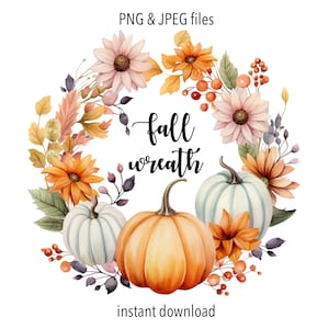 Fall Wreath PNG, Autumn Wreath PNG, Thanksgiving Circle Frame, Pumpkin ...