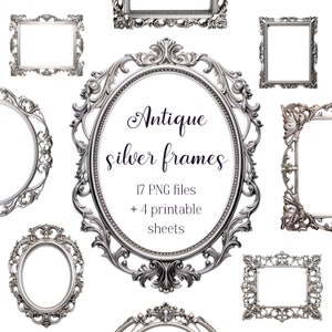 Silver Frame Clipart, Silver Frame PNG, Metallic Silver Frames, Silver ...
