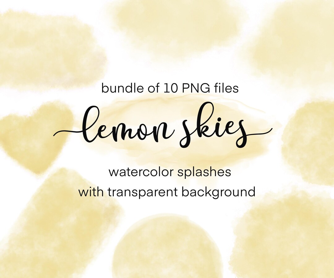 Watercolor Brush Strokes Clipart, Yellow Watercolor Splashes ...