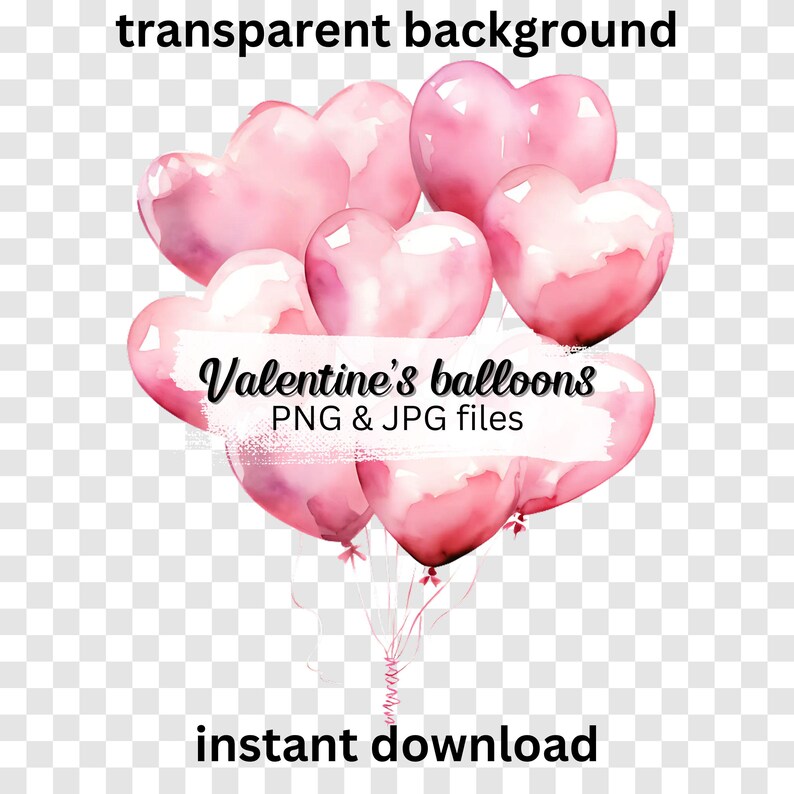 Heart Balloons Clipart, Valentine’s Day Clipart, Valentine’s Day ...
