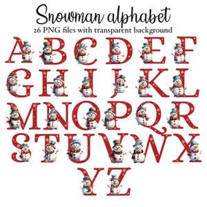 Snowman Alphabet PNG, Winter Alphabet Clipart, Christmas Letters, A to ...