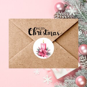 Printable Christmas Tags, Pink Christmas Printable Stickers, Christmas ...