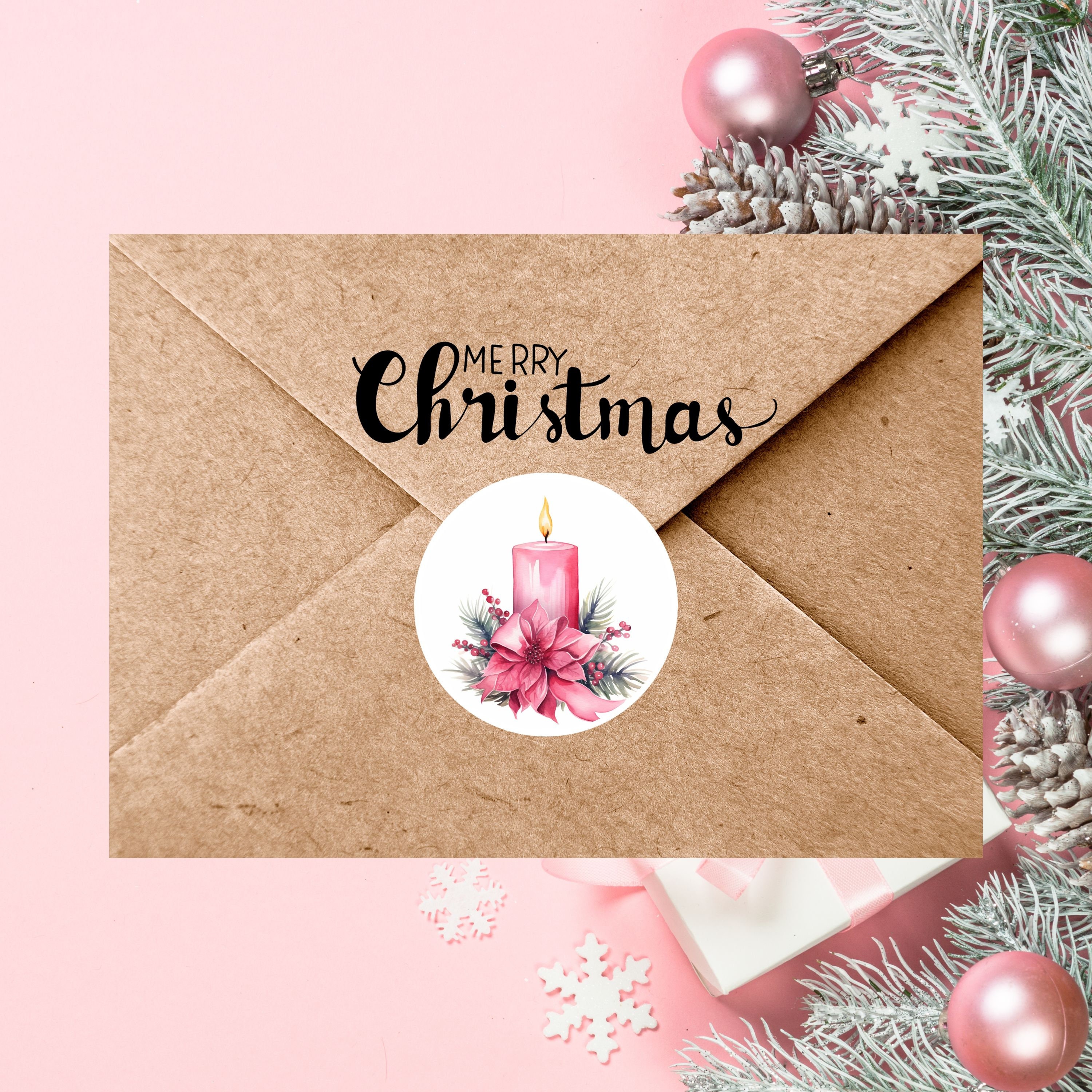 Printable Christmas Tags Pink Christmas Printable Stickers - Etsy