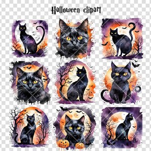 Black Cat Halloween Clipart Bundle, Halloween Sublimation Design, Junk ...