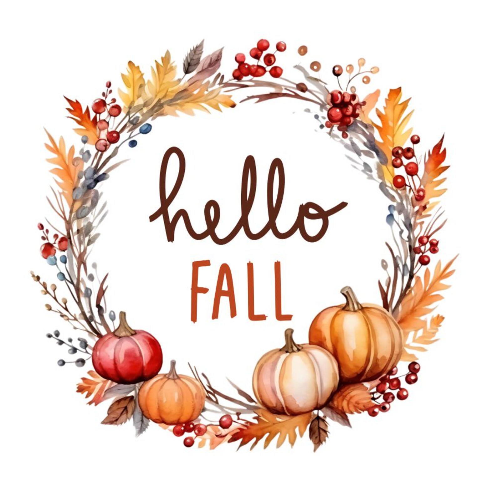 Autumnal Circle Frame PNG, Fall Wreath Digital File, Thanksgiving ...
