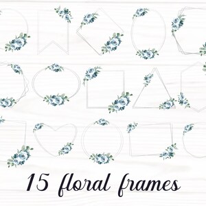 Floral Geometric Frames, Watercolor Flowers Clipart Frames, Design ...