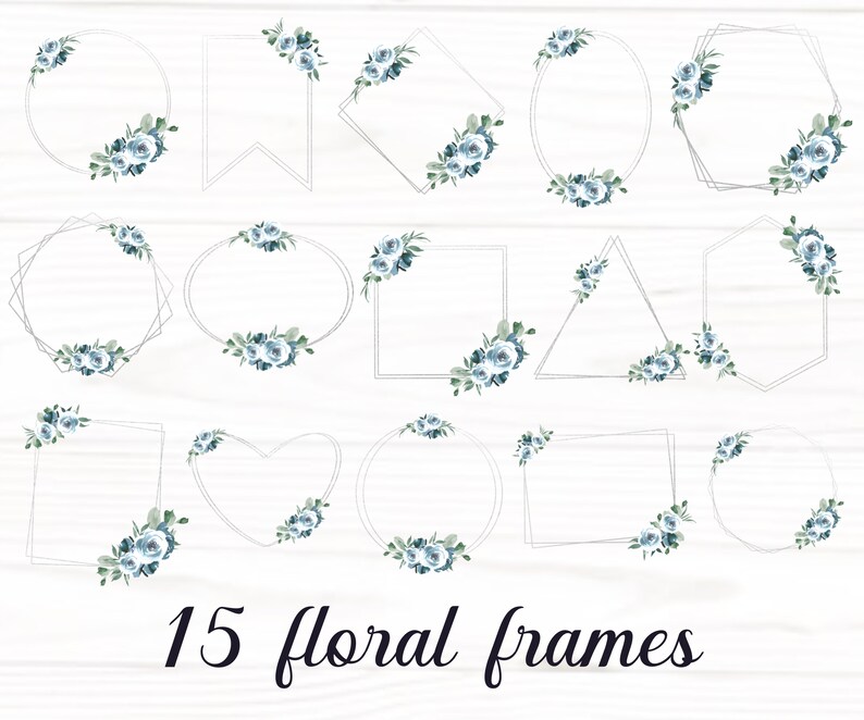 Floral Geometric Frames Watercolor Flowers Clipart Frames - Etsy