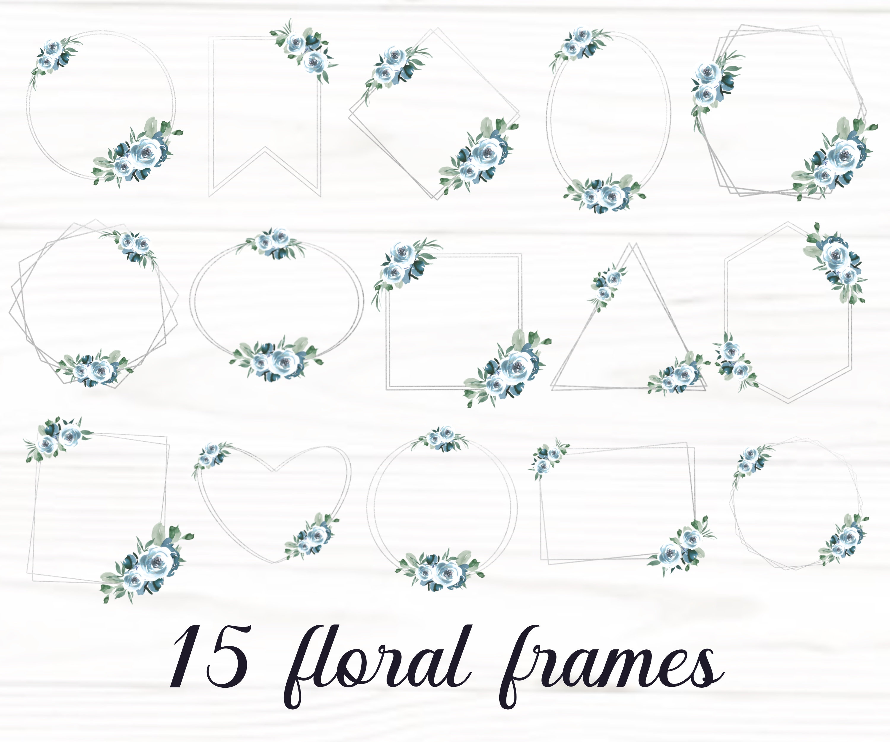 Floral Geometric Frames Watercolor Flowers Clipart Frames - Etsy