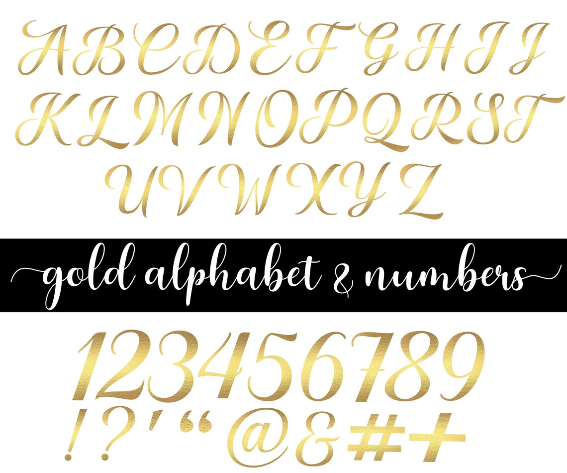 Gold Alphabet PNG Gold Alphabet Clipart Golden Letters - Etsy