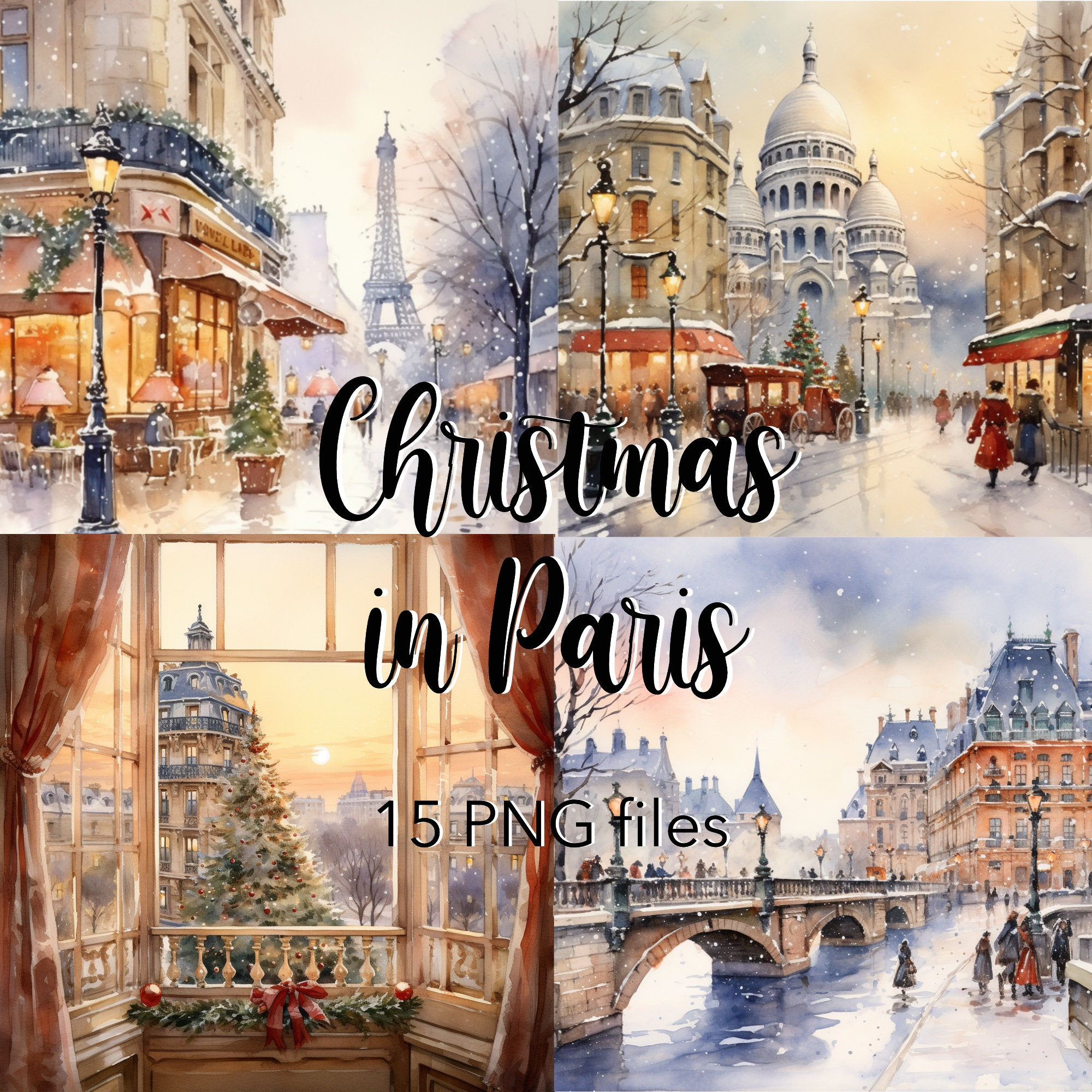 Christmas Clipart, Christmas in Paris, Christmas Scenes, Christmas ...