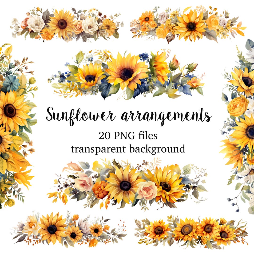 Sunflower Border Clipart, Floral Arrangements, Thanksgiving Flowers ...