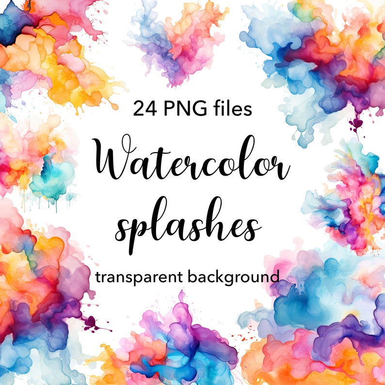 Watercolor Color Splash Clipart, Colorful Paint Splatter PNG, Alcohol ...
