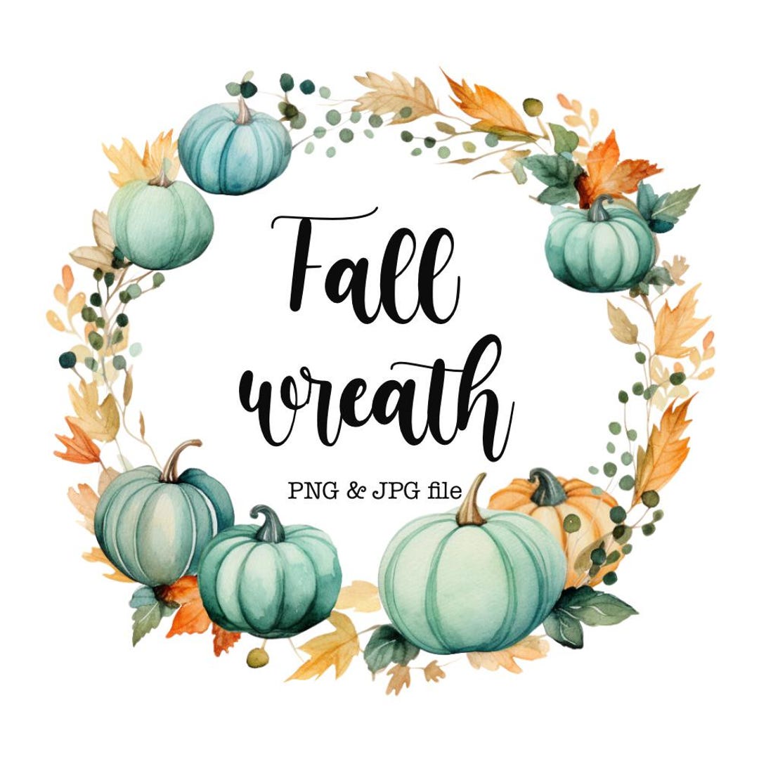 Fall Circle Frame PNG, Autumnal Wreath Digital File, Thanksgiving ...