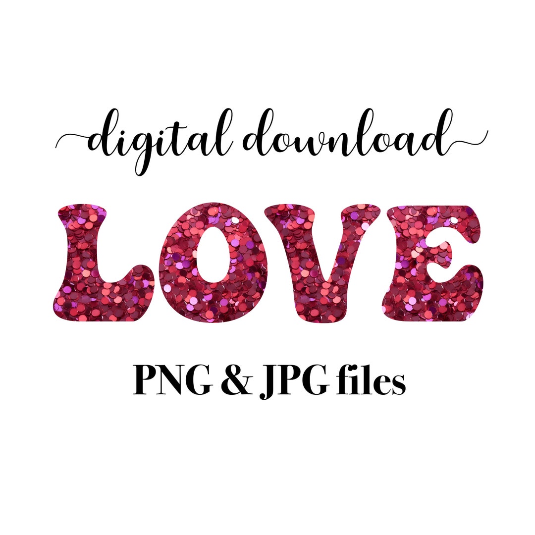 Love Clipart, Valentines Day Clipart, Glitter Overlay, Red Sequins Love ...