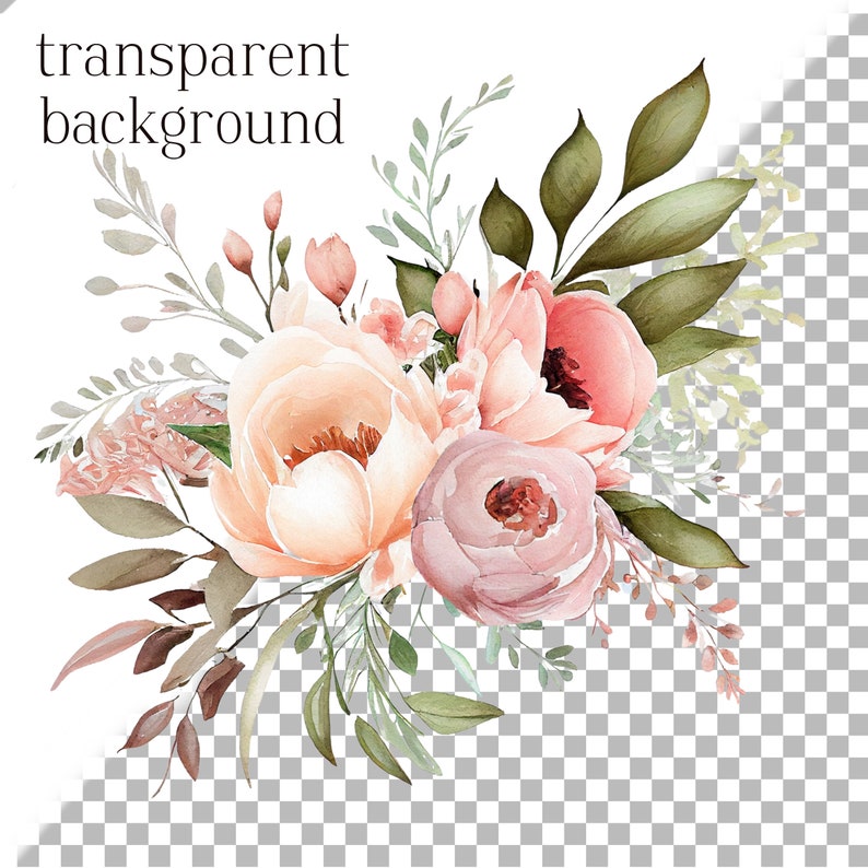 Watercolor Flowers Clipart Floral Clipart Floral Border - Etsy