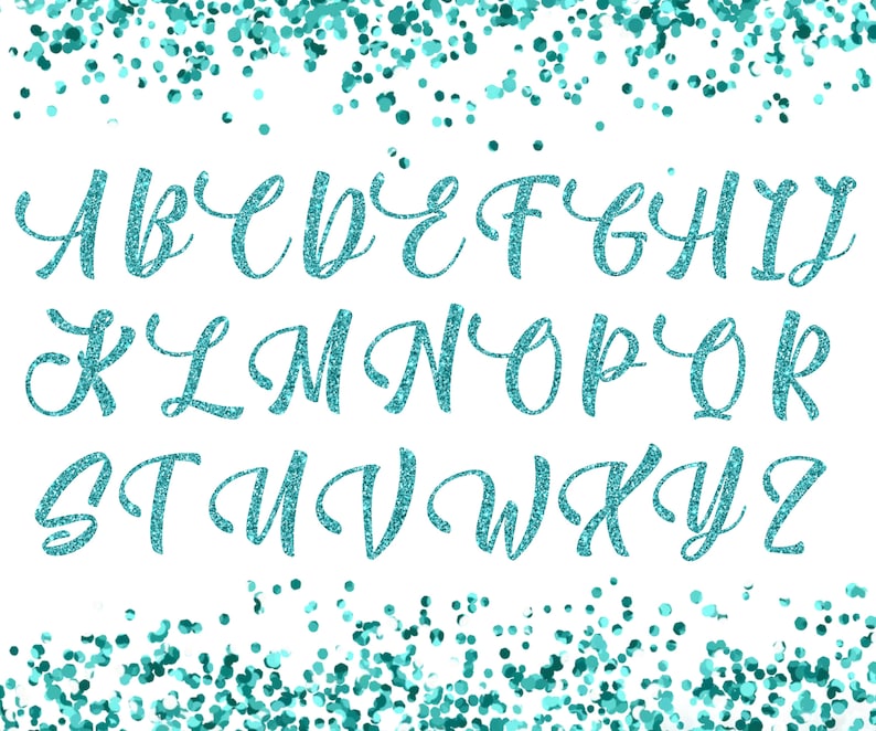 Glitter Alphabet PNG Aqua Glitter Alphabet Glitter Letters - Etsy