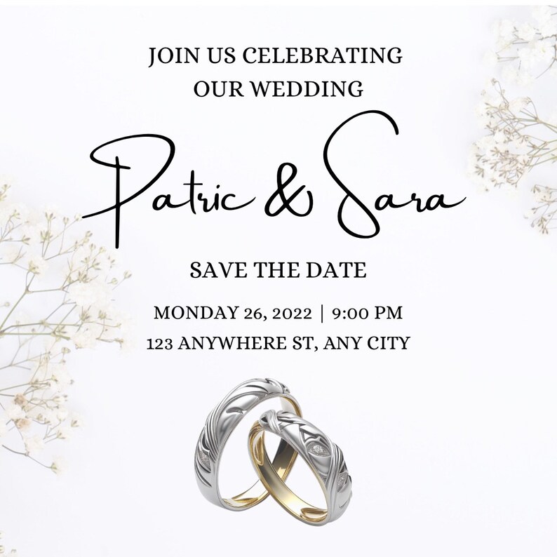 Wedding Rings Clipart, Gold Rings PNG, Wedding Sublimation Design ...