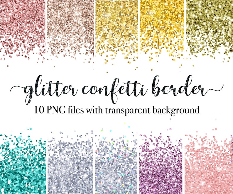 Glitter Border Frame PNG Confetti Border Frame PNG Photo - Etsy