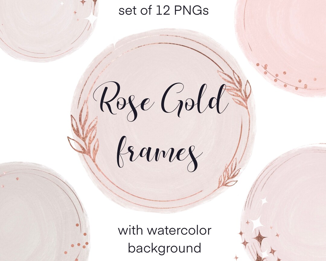 Rose Gold and Watercolor Frame Overlays, Gold Foil Frames, Pink and ...