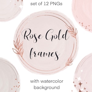 Rose Gold and Watercolor Frame Overlays, Gold Foil Frames, Pink and ...
