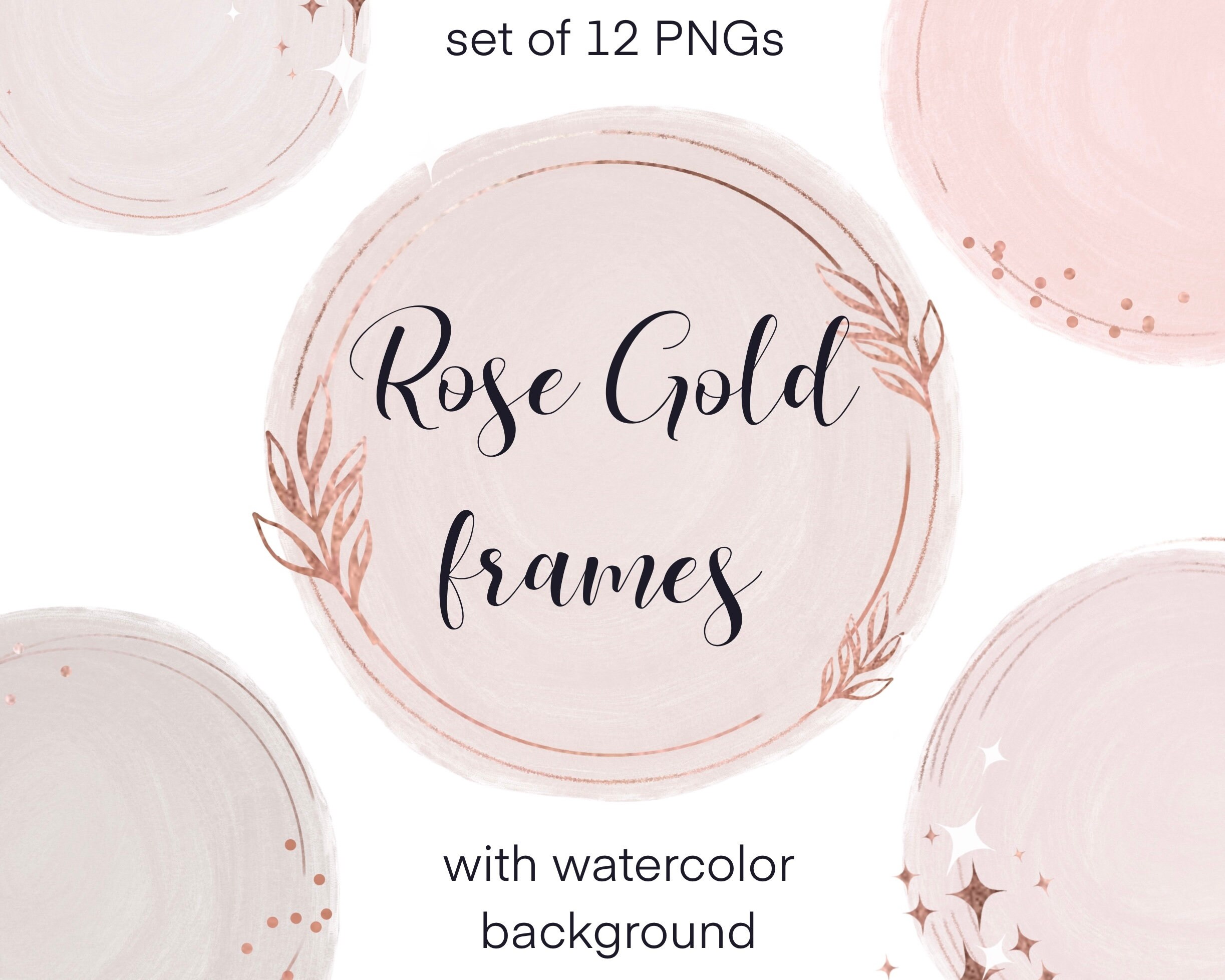 Rose Gold and Watercolor Frame Overlays, Gold Foil Frames, Pink and ...