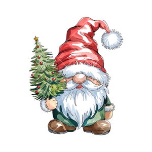 Christmas Gnome Clipart, Gnome With Christmas Tree, Christmas Gnome ...