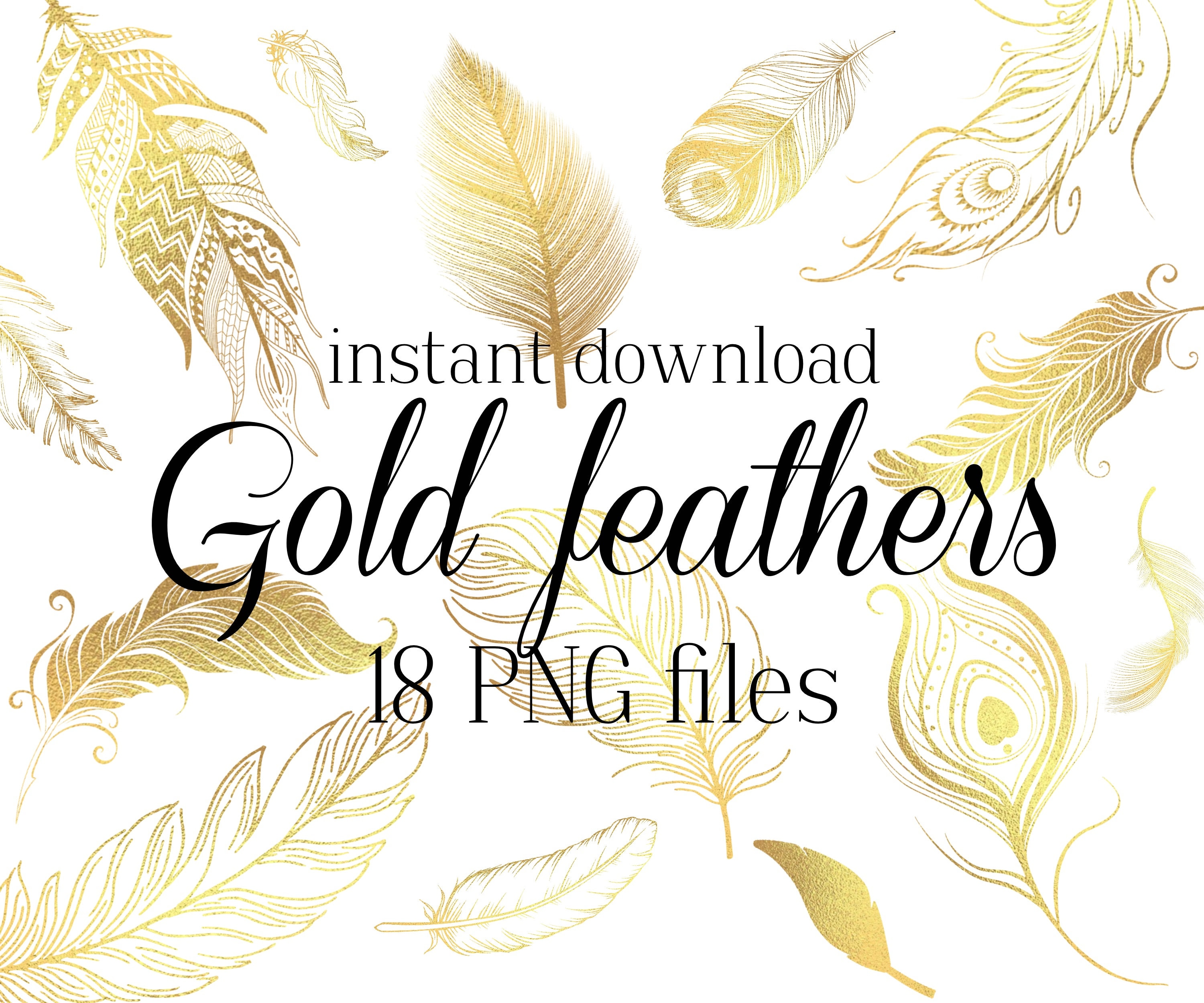 Gold Feather PNG, Gold Feather Clipart, Boho Feather, Gold Glitter ...