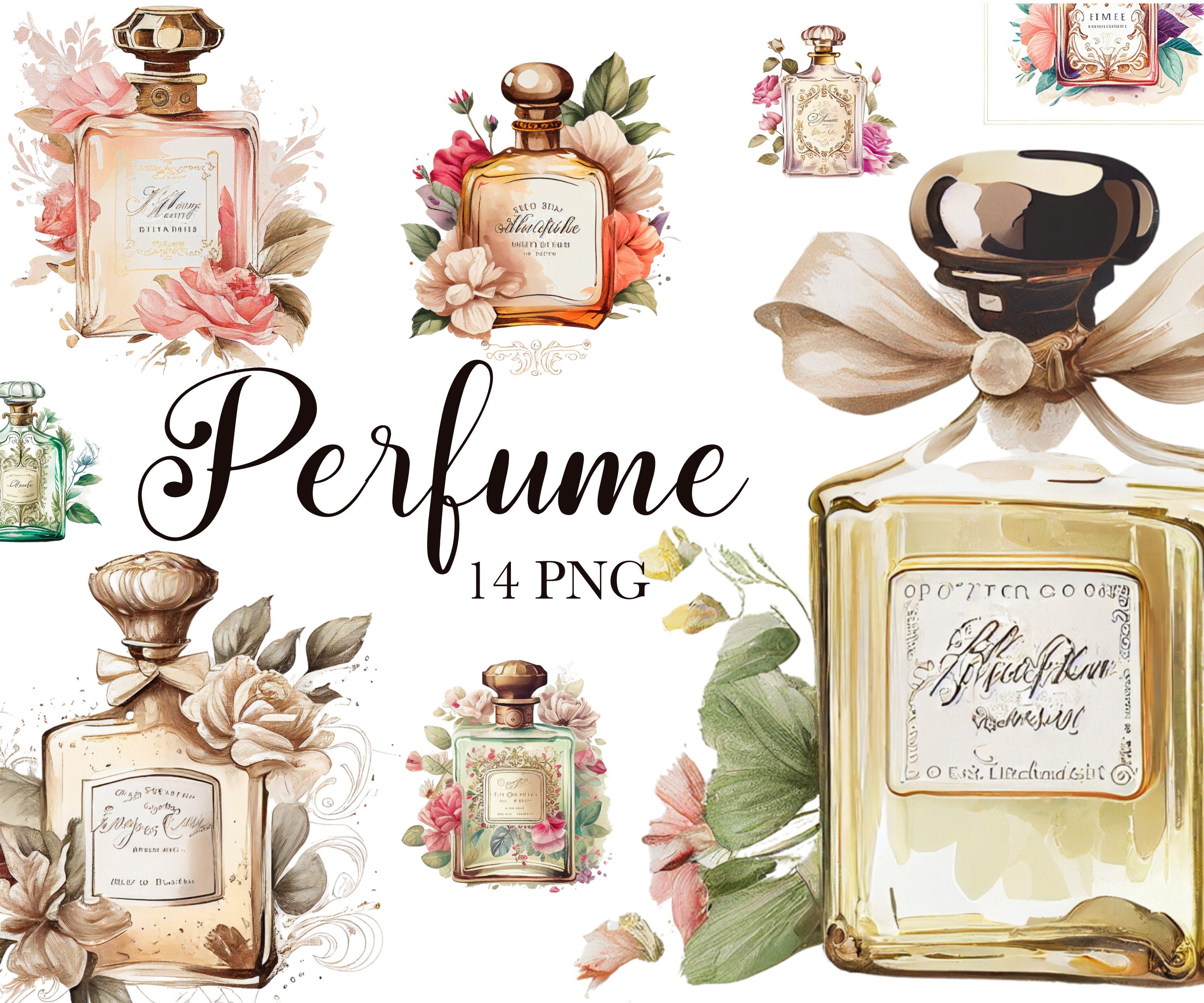 Perfume Clipart, Perfume Illustration, Vintage Perfume PNG, Romantic ...