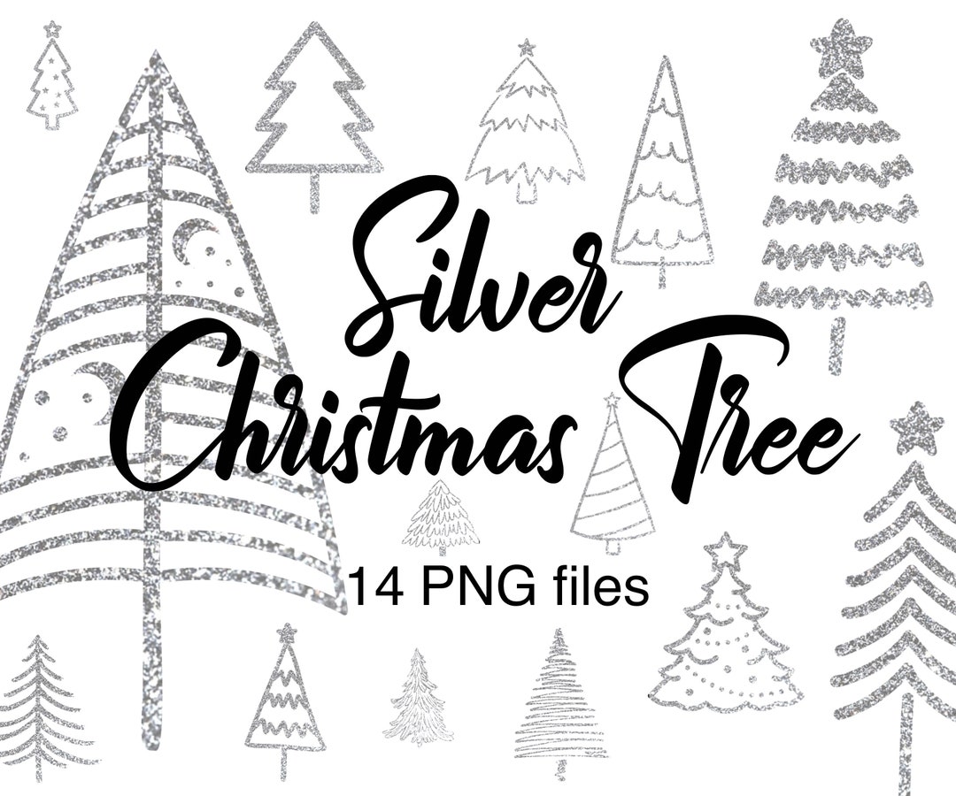 Silver Christmas Tree PNG, Xmas Tree Clipart, Silver Winter PNG, Silver ...