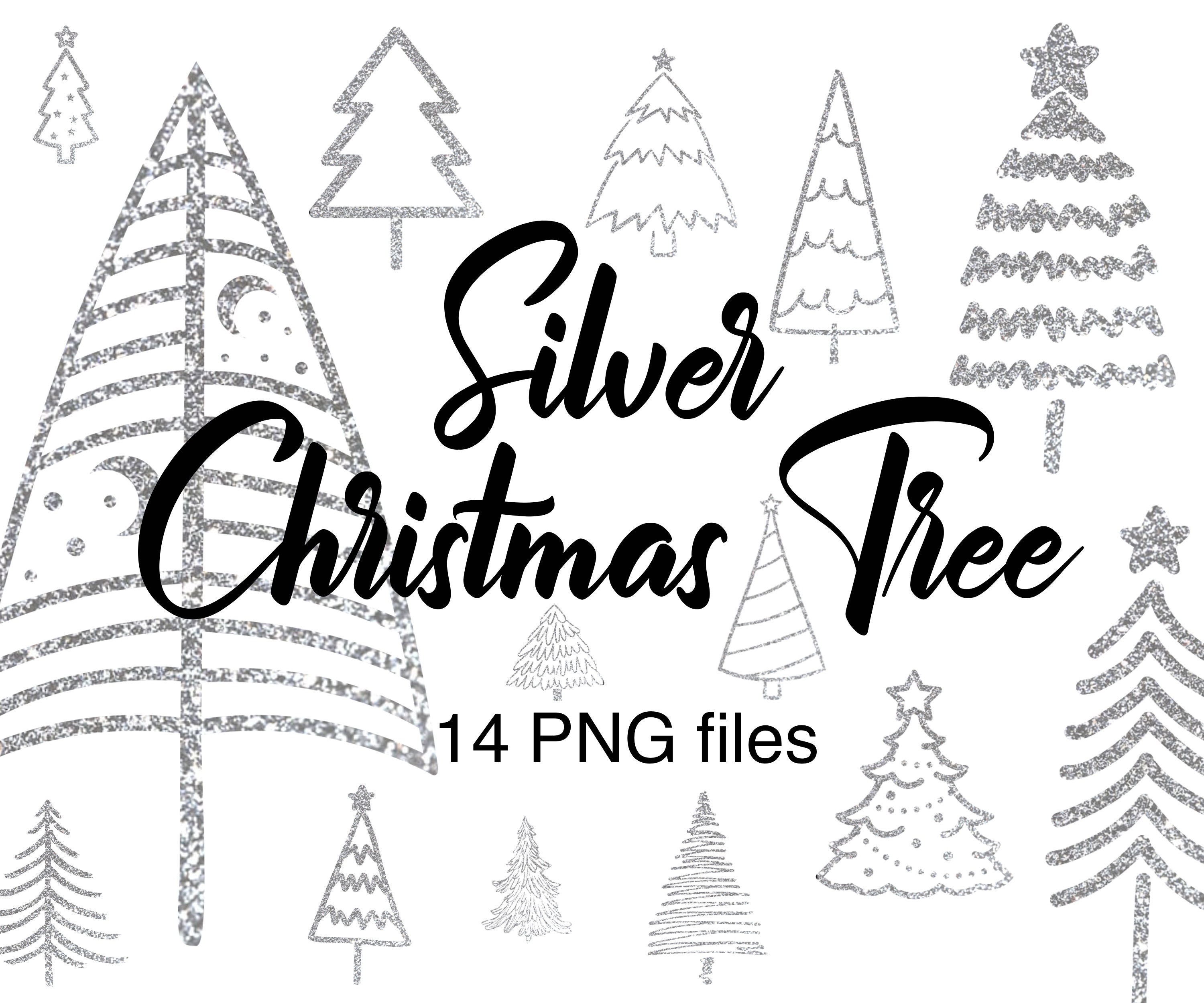 Silver Christmas Tree PNG, Xmas Tree Clipart, Silver Winter PNG, Silver ...