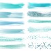 Mermaid Teal Brush Strokes With Glitter, Set of 12 PNG Instant Download ...
