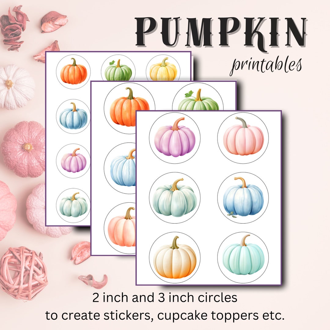Pumpkin Printable Circle Tag, Halloween Cupcake Toppers, Halloween ...