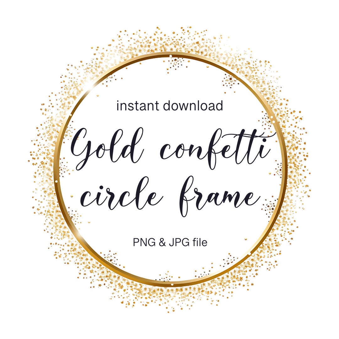 Gold Glitter Circle Frame PNG, Gold Confetti Elegant Frame Clipart ...
