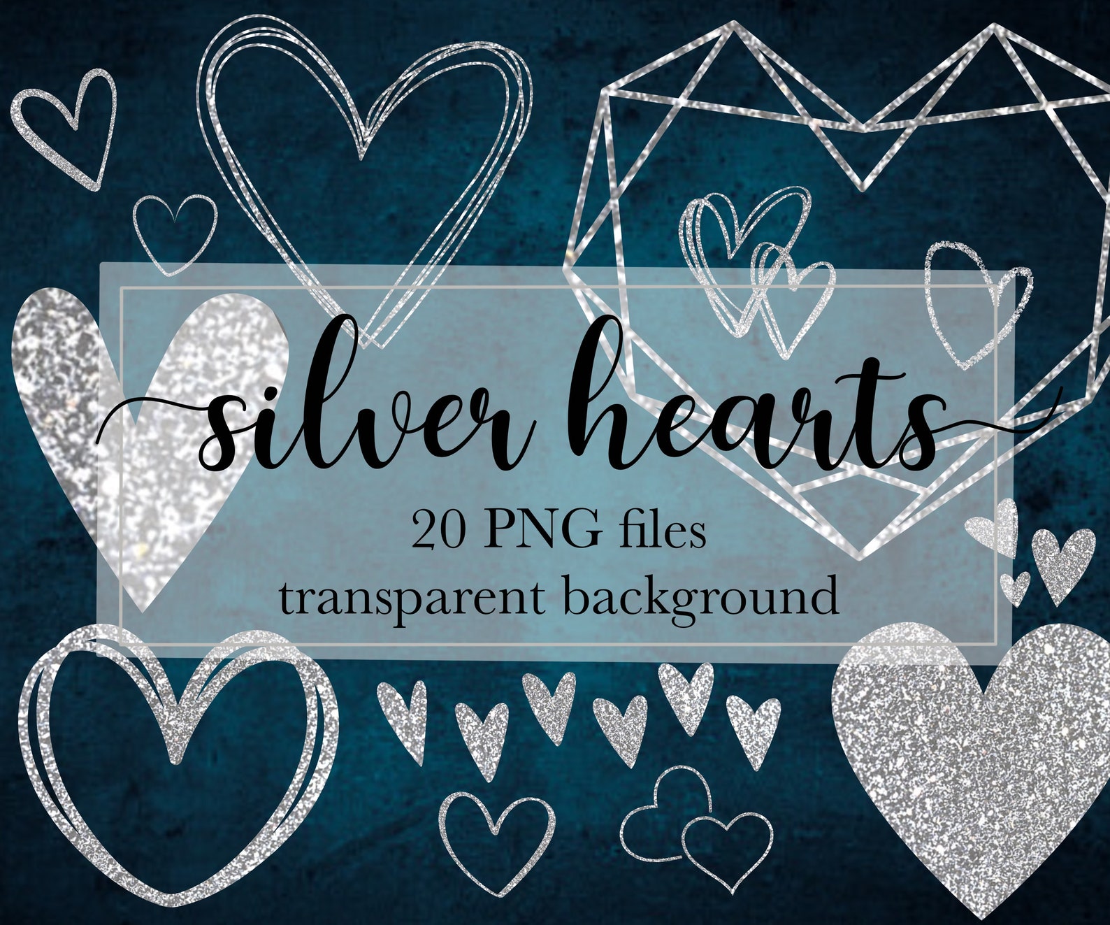 Silver Hearts PNG, Silver Heart Clipart, Silver Photo Overlay, Silver ...