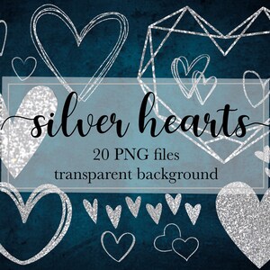 Silver Hearts PNG, Silver Heart Clipart, Silver Photo Overlay, Silver ...