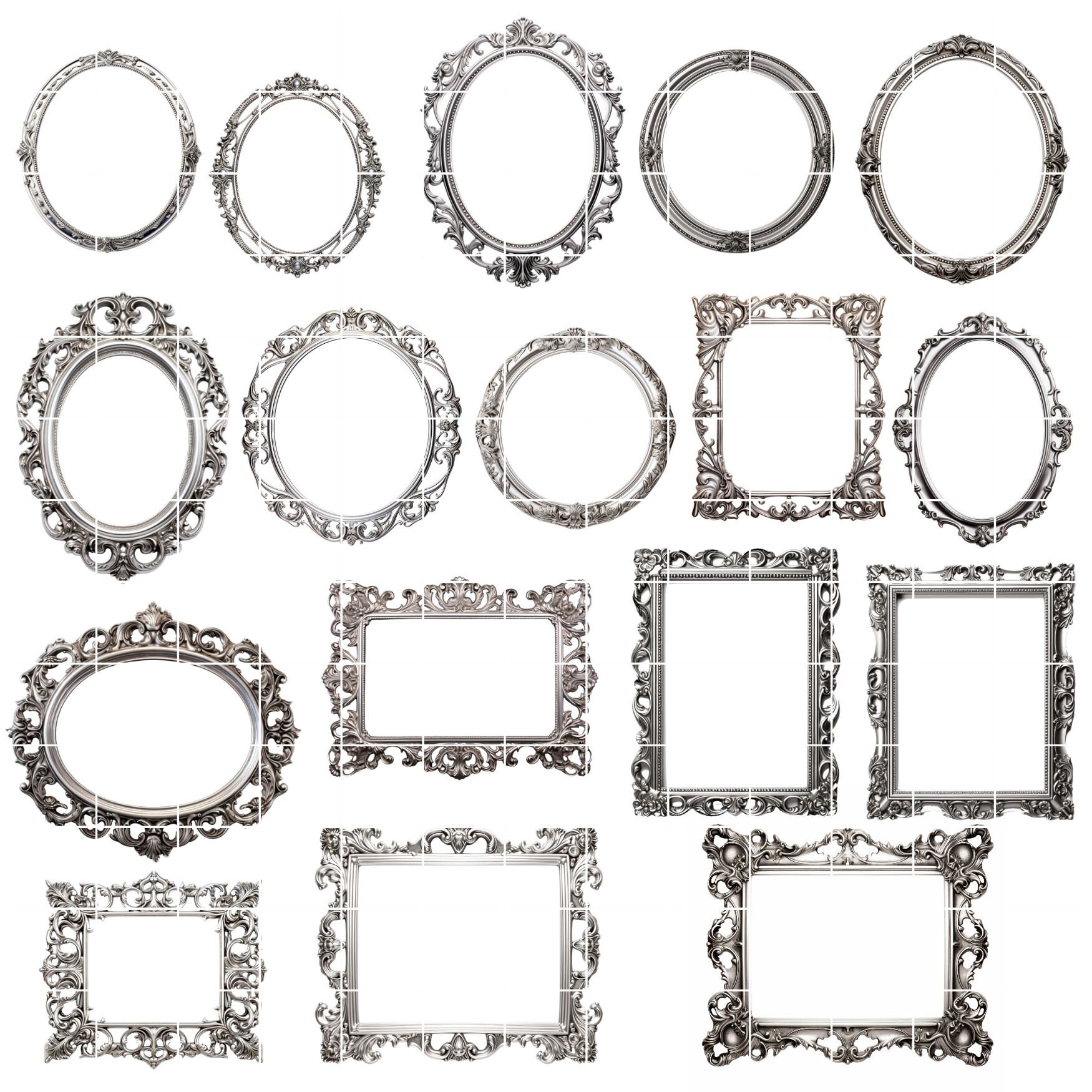 Silver Frame Clipart, Silver Frame PNG, Metallic Silver Frames, Silver ...