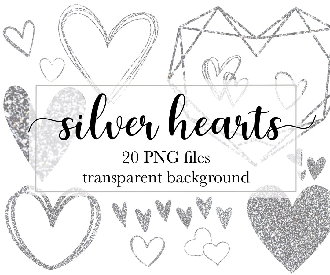 Silver Hearts PNG, Silver Heart Clipart, Silver Photo Overlay, Silver ...