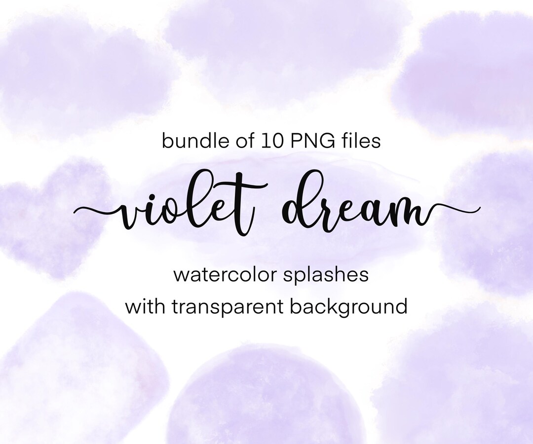 Watercolor Brush Strokes Clipart, Violet Watercolor Splashes ...