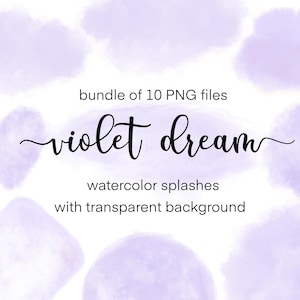 Watercolor Brush Strokes Clipart, Violet Watercolor Splashes ...