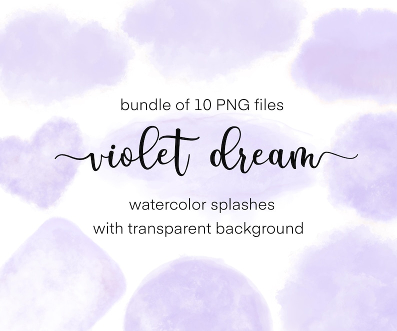 Watercolor Brush Strokes Clipart, Violet Watercolor Splashes ...