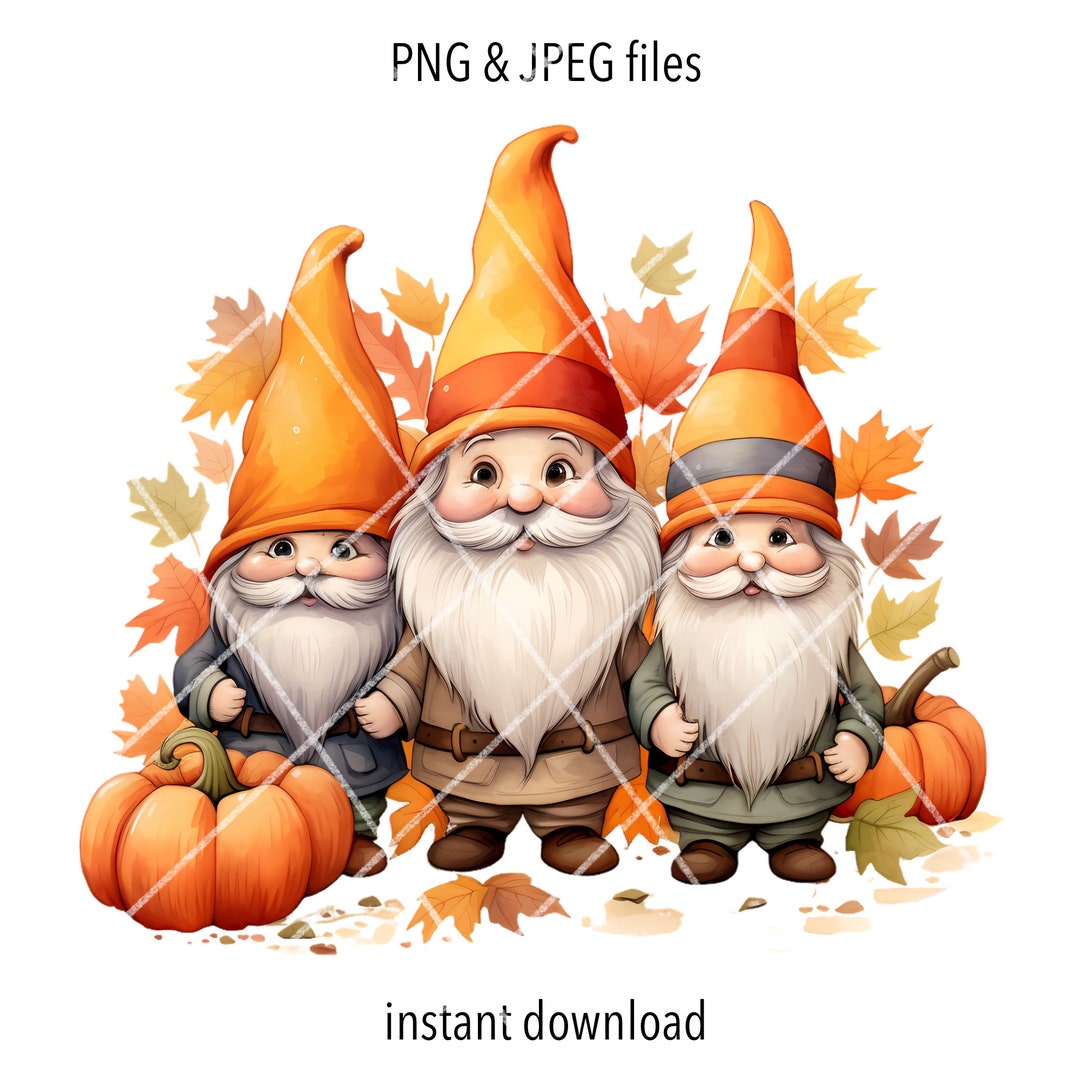 Fall Gnome, Cute Fall Gnomes, Gnome Clipart, Gnome Sublimation Design ...