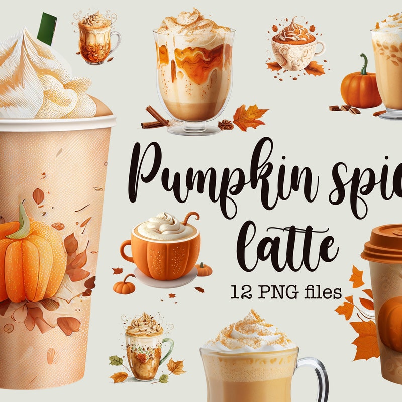 Pumpkin Spice Latte Clipart - Etsy