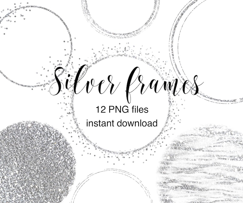 Silver Foil Glitter Circle Logo Clipart, Logo Template Design Elements ...