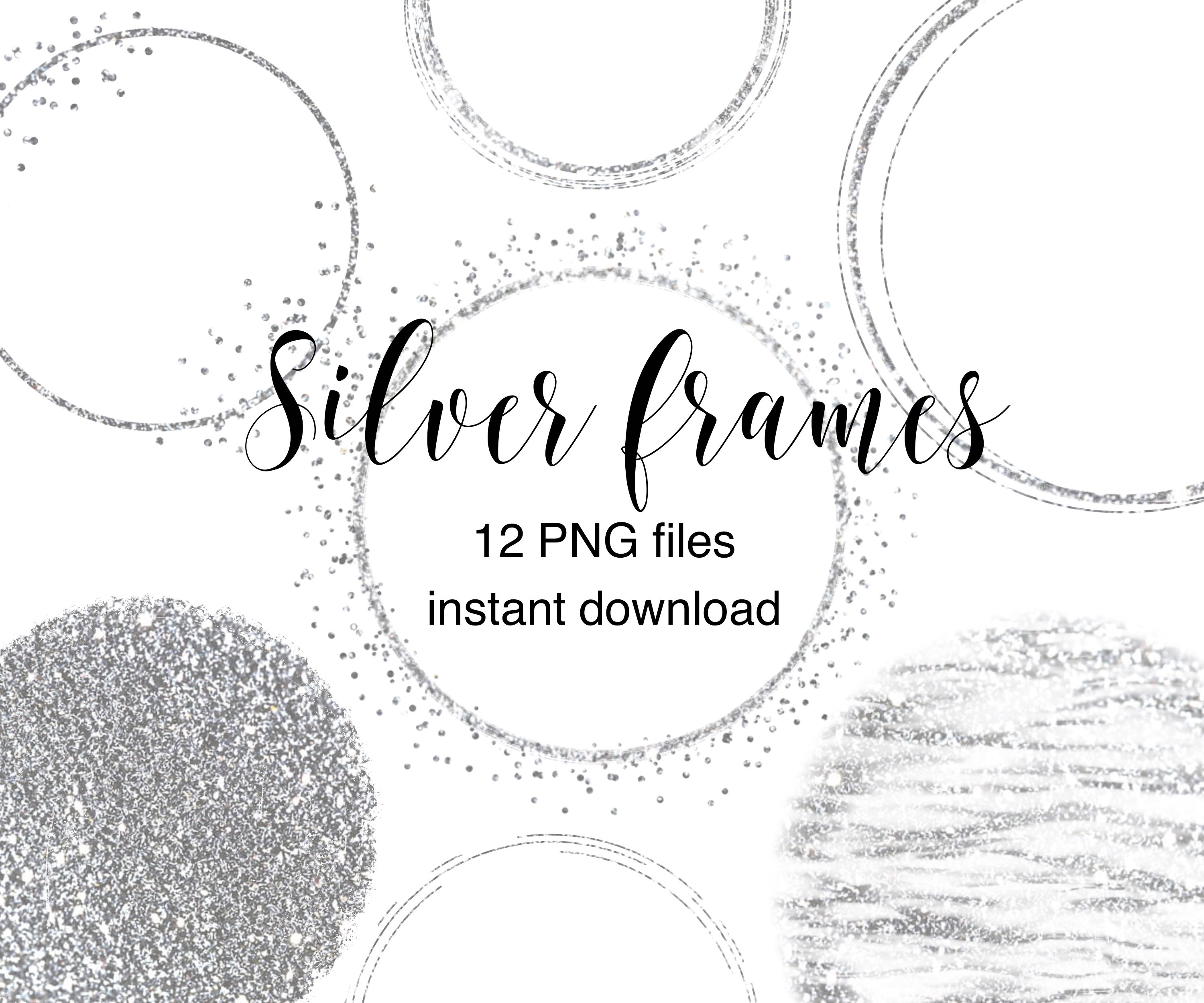 Silver Foil Glitter Circle Logo Clipart, Logo Template Design Elements ...